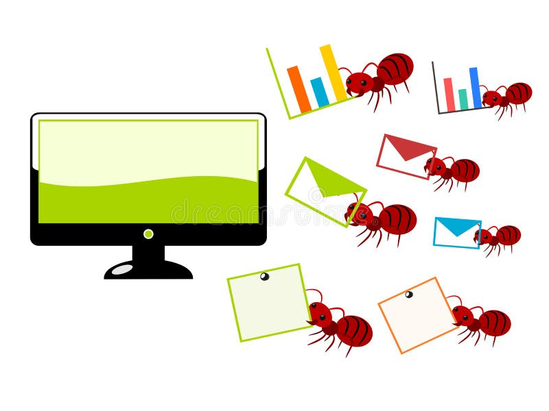 Red Ants and Computer Illustration Stock Vector - Illustration of ...