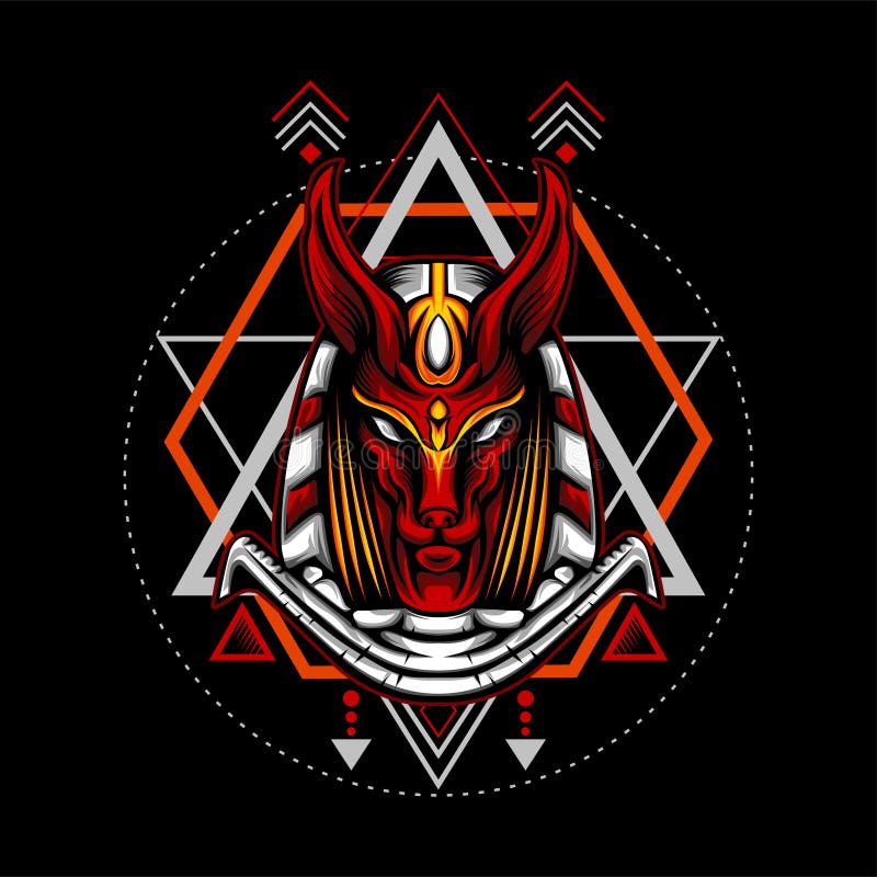 The Red Anubis with Geometry Ornament Stock Vector - Illustration of ...