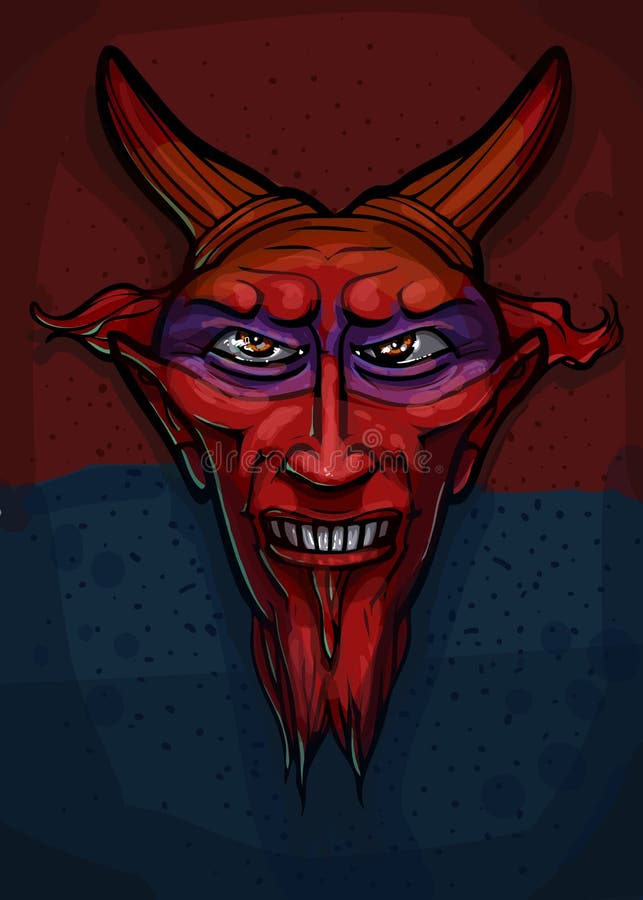 Red Anxious Devil Head with Horns. Happy Halloween. Stock Vector ...