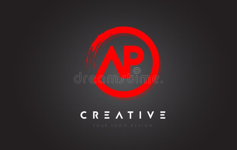 Red AP Circular Letter Logo with Circle Brush Design and Black ...