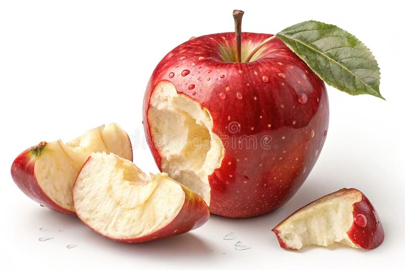 Red Apple Around Full Side Bites Isolated on Transparent Background ...