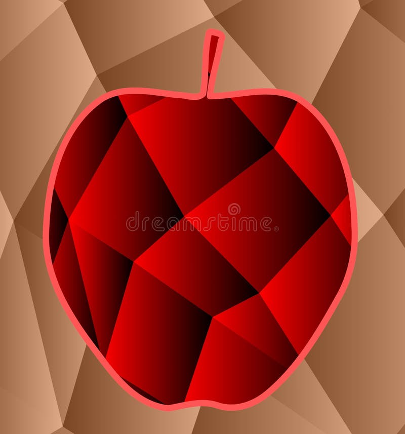 Stylized Apple Isolated with Leaf Stock Illustration - Illustration of ...