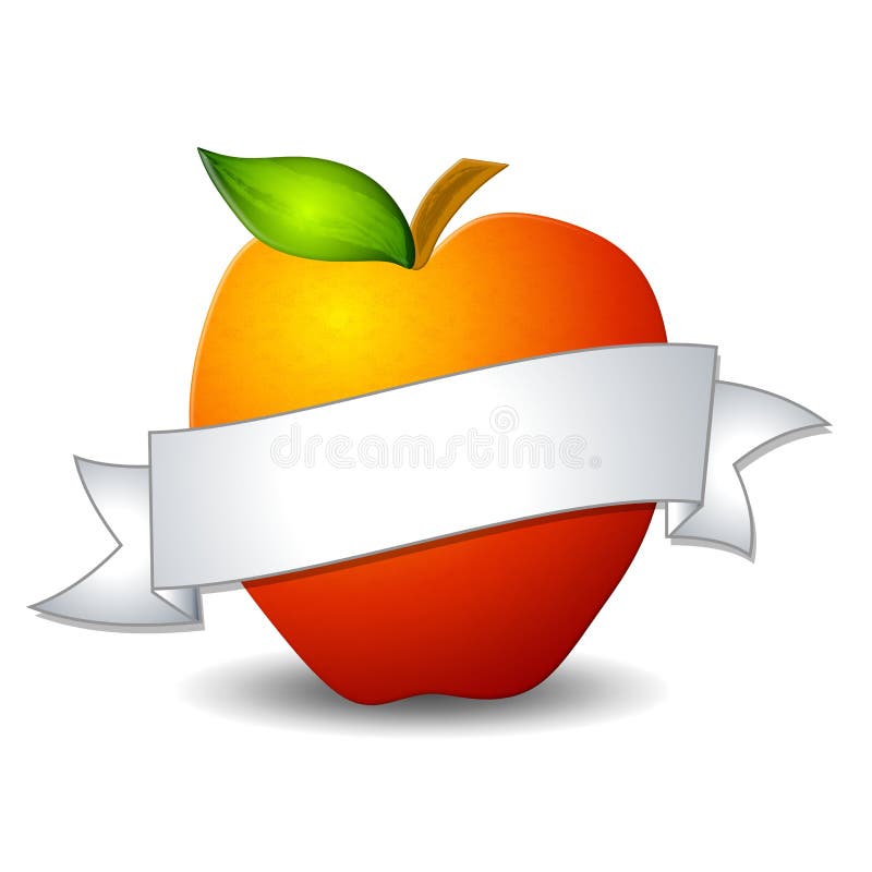 Red Apple Banner or Logo stock illustration. Illustration of bright ...