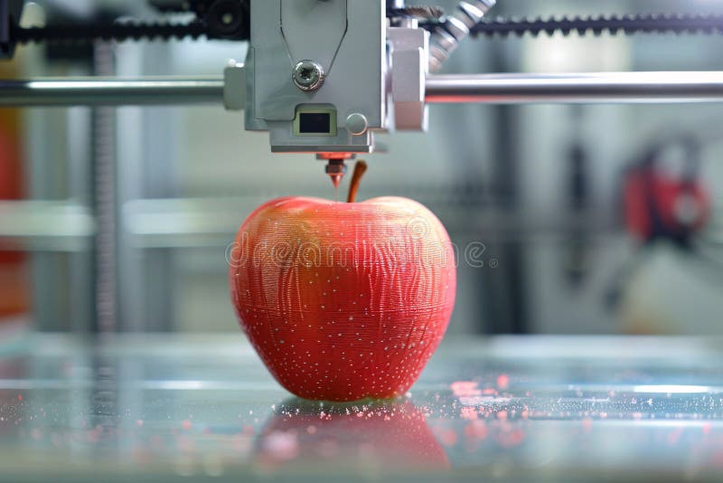 Red Apple Being Printed by 3D Printer Stock Illustration - Illustration ...