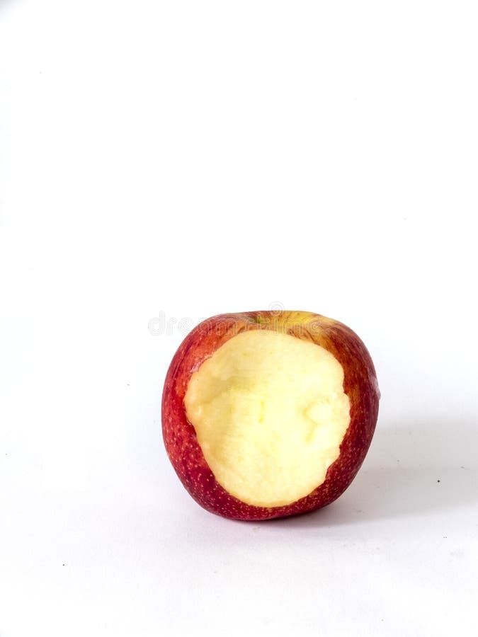 Red Apple with Bite Half of it Stock Photo - Image of apples, colorful ...