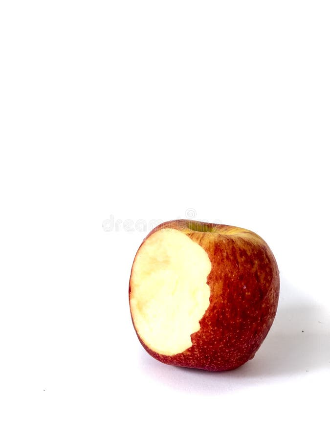 Red Apple with Bite Half of it Stock Photo - Image of nutrition, tasty ...