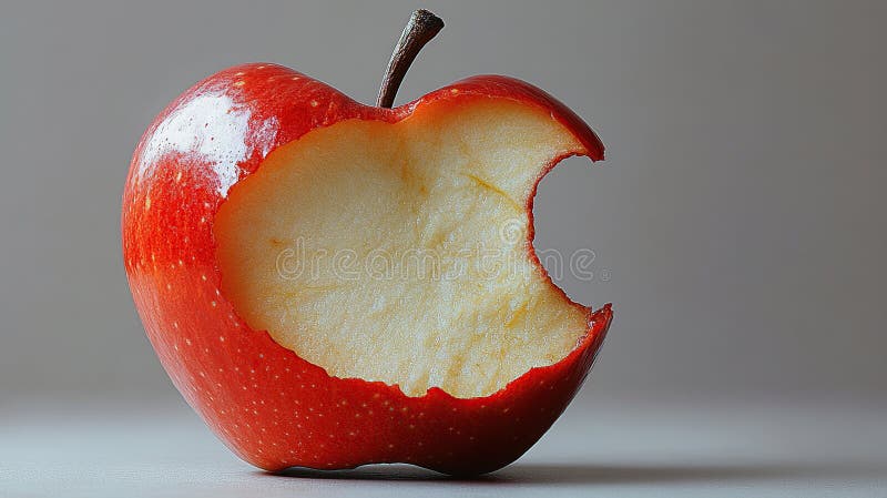 Red Apple with Bite Taken Out Stock Illustration - Illustration of ...