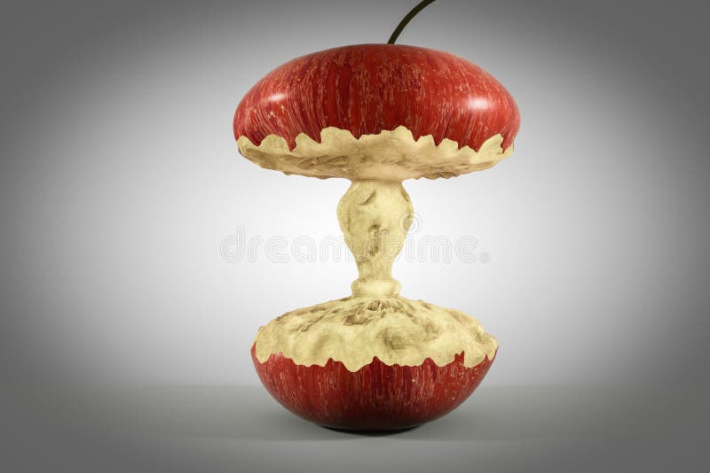 Red Apple Bitten in a Shape of Bulb Isolate Stock Illustration ...
