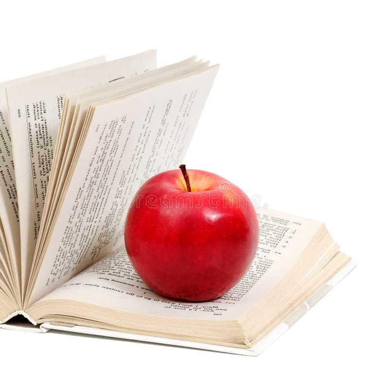 Red apple on a book stock image. Image of hardcover, group - 11995005