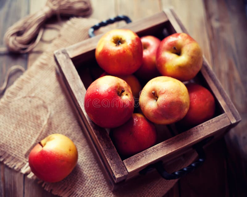 Red apple box stock image. Image of healthy, jute, food - 75050859
