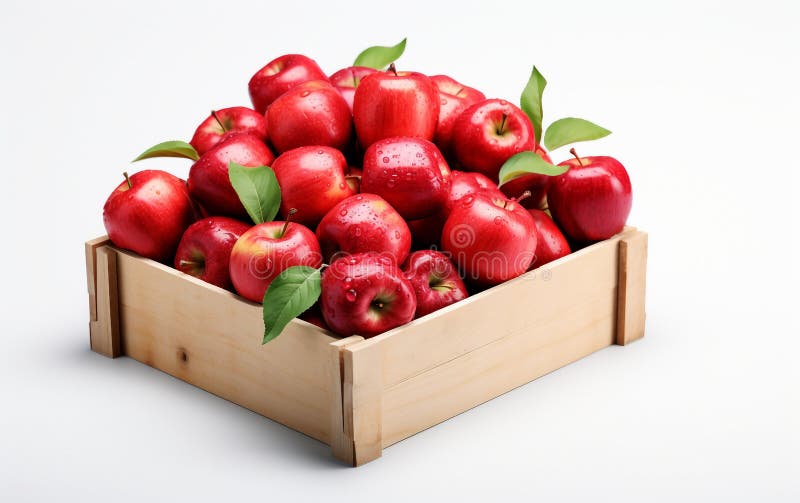Red Apple Box on Transparent Background -Generative Ai Stock ...