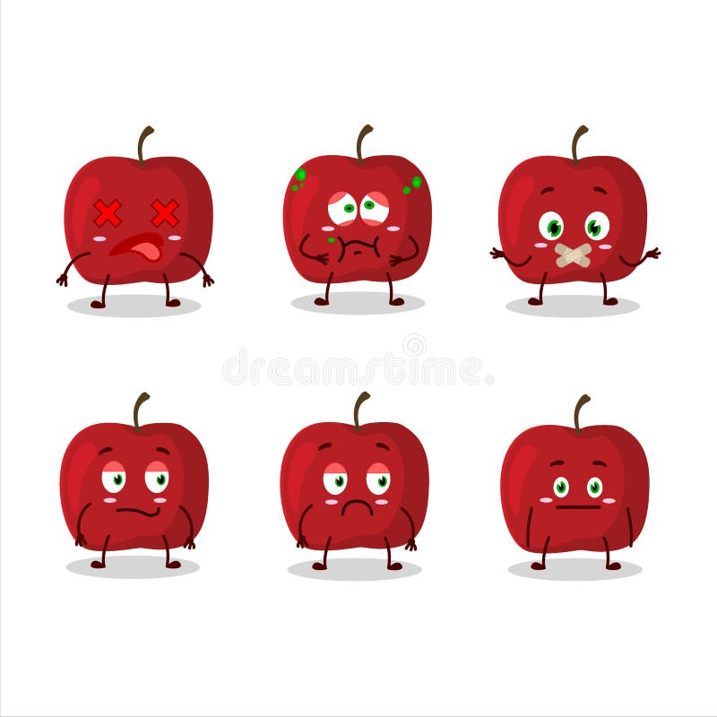 Red Apple Cartoon Character with Nope Expression Stock Vector ...
