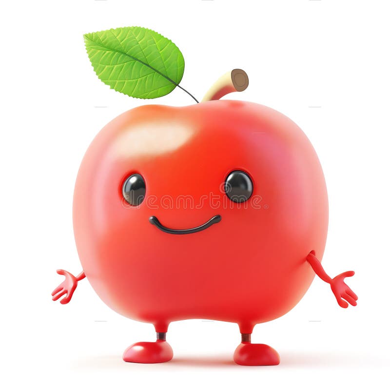 Red Apple Character with Arms and Legs and a Smiling Face Stock ...
