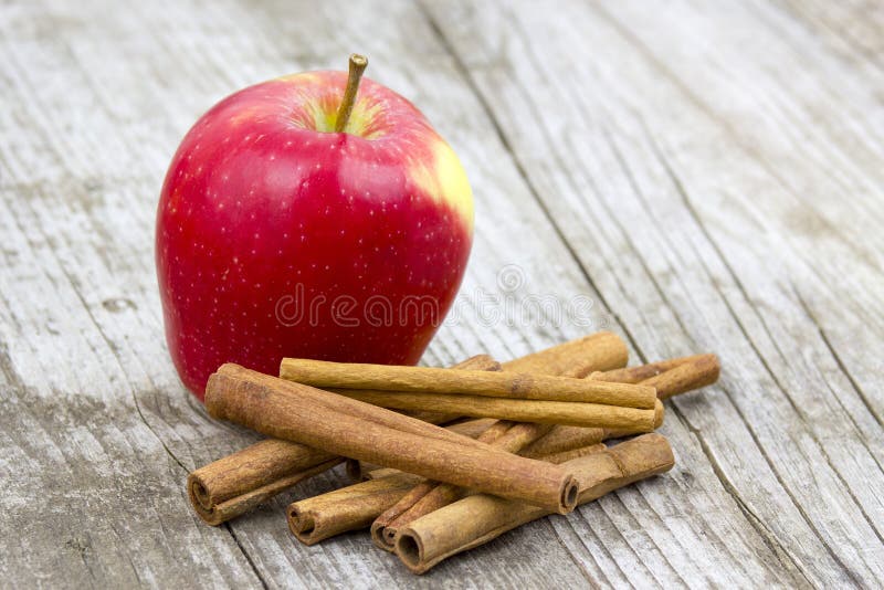 Red Apple, Cinnamon Sticks, Anise and Nuts Stock Photo - Image of fruit ...