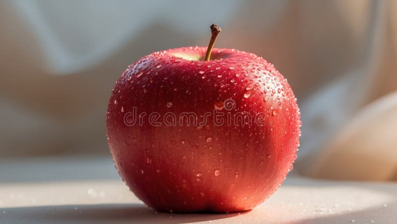 Red Apple Close Up Fresh Juicy Healthy Fruit. Stock Photo - Image of ...