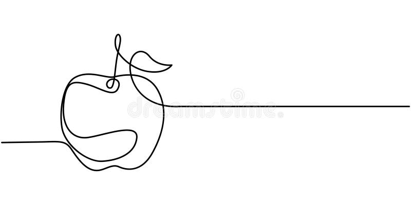 Red Apple Continuous One Line Drawing Vector Illustration. Pro Vector ...