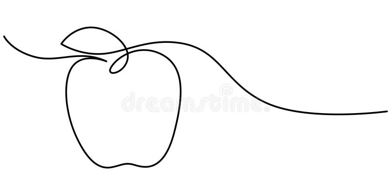 Red Apple Continuous One Line Drawing Vector Illustration. Pro Vector ...