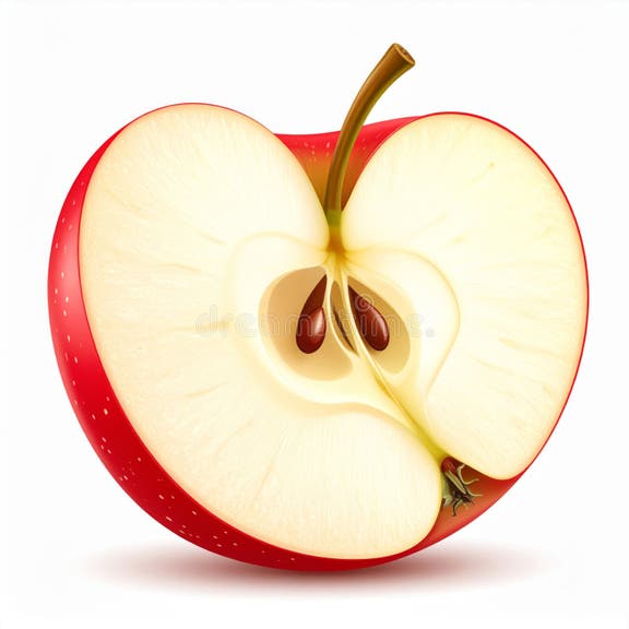 Red Apple Cross Section Studio Shot Stock Illustration - Illustration ...