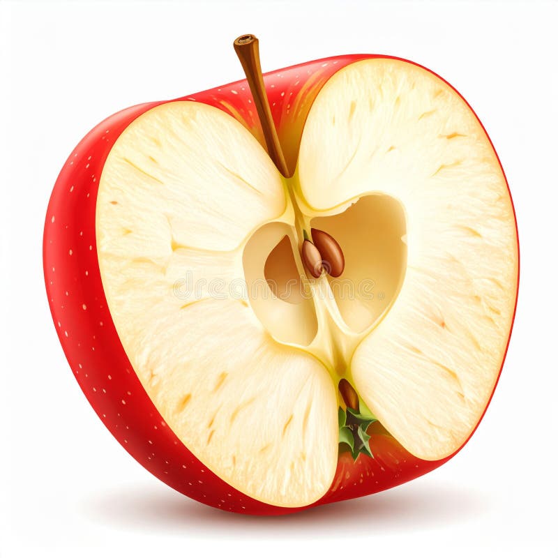 Red Apple Cross Section Studio Shot Stock Illustration - Illustration ...