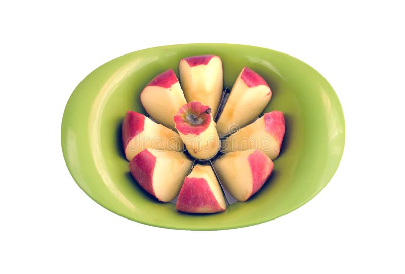 Red apple cut into pieces stock image. Image of diet - 87595983