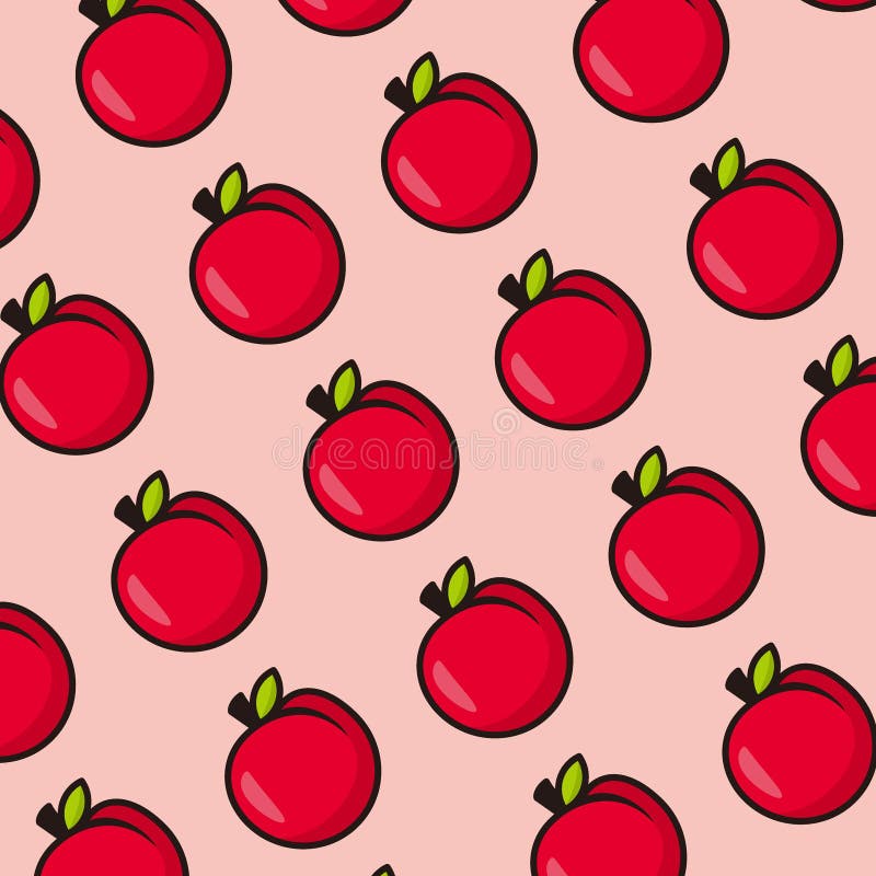 Red Apple Cute Cartoon Illustration Seamless Pattern Background Design ...