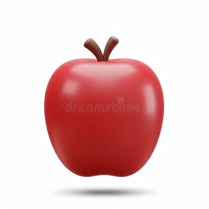 Red Apple 3d Render Floating with White Background and Shadow Stock ...