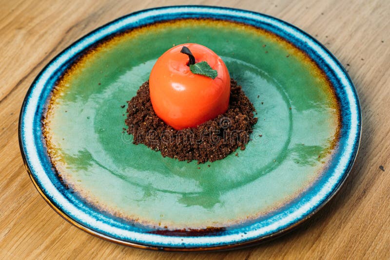 Red Apple Dessert Which is Actually Ice Cream with Cream on a Plate ...