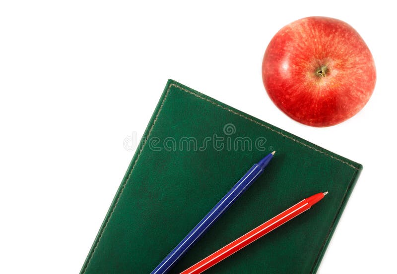 Apple and Diary stock image. Image of lesson, handles - 125251565