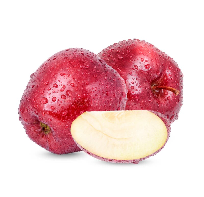 Red Apple with Drops Isolated on White Background Stock Photo - Image ...