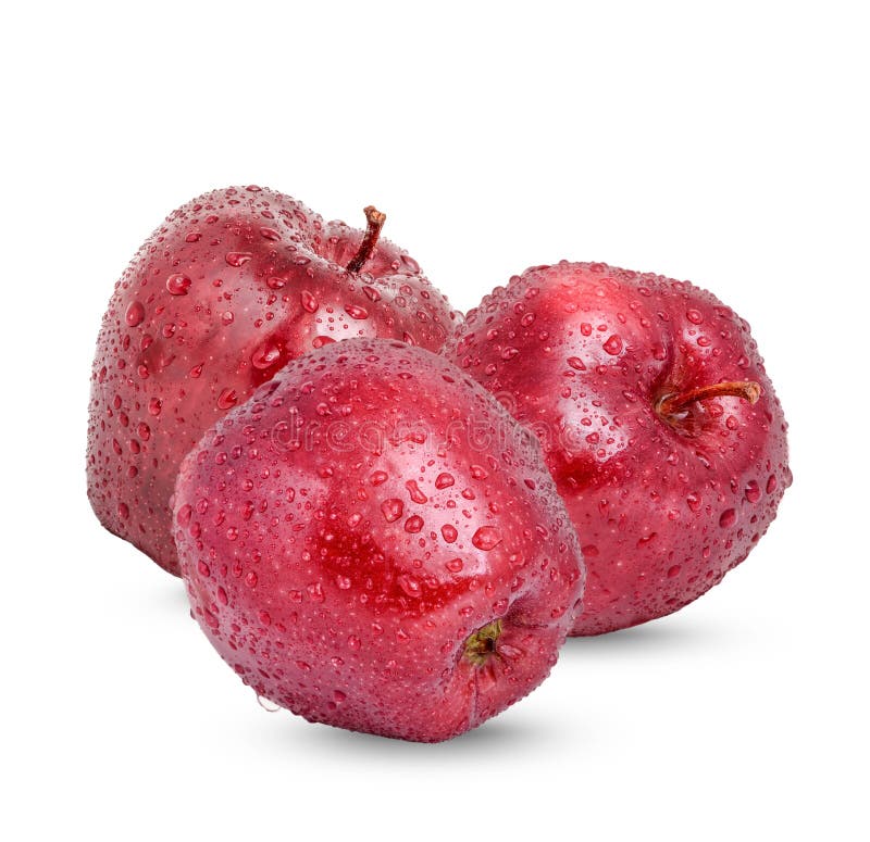 Red Apple with Drops Isolated on White Background Stock Photo - Image ...