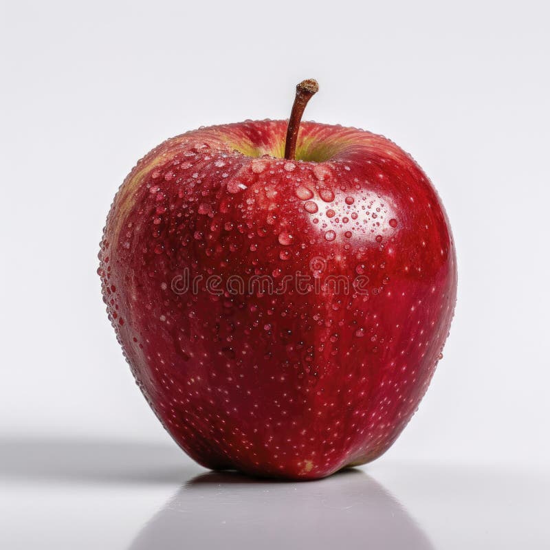 A Red Apple with Drops of Water Stock Image - Illustration of delicious ...