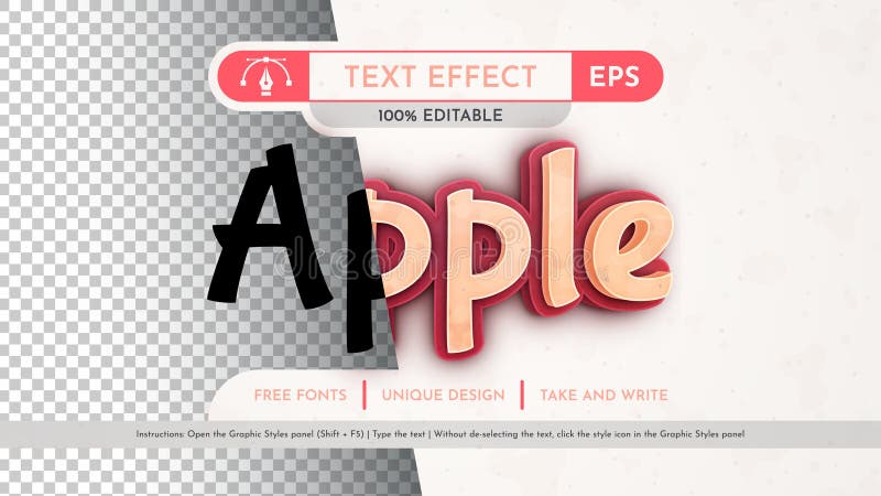 Red Apple - Editable Text Effect, Font Style Stock Vector ...