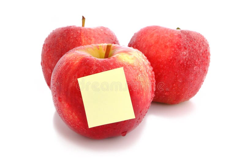 Red Apple with Empty Post-it Stock Image - Image of memories, drip ...