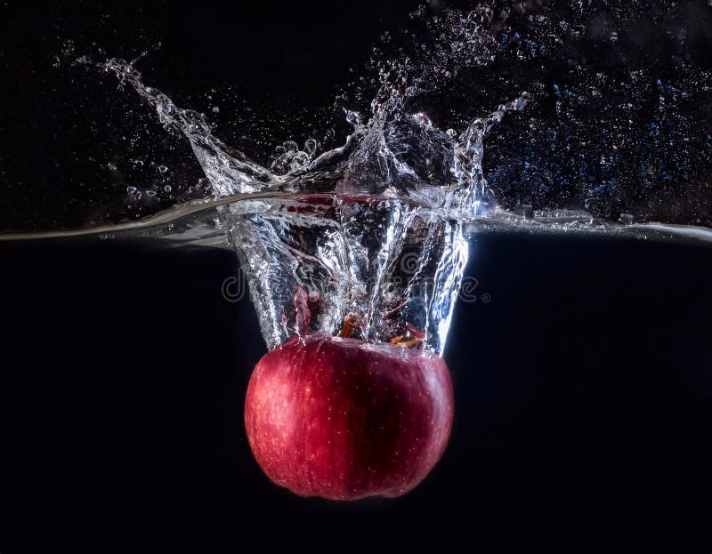 A Red Apple Falling into Water Causing Stock Illustration ...
