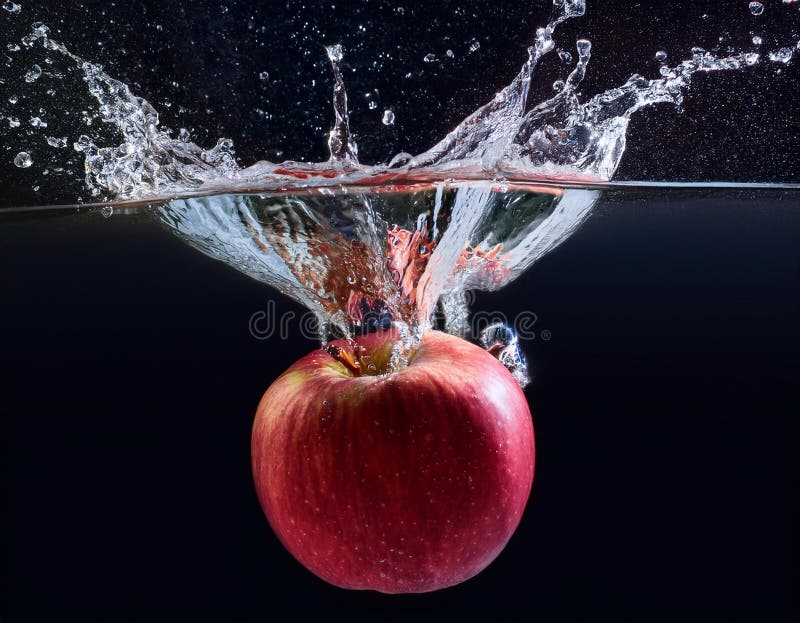 A Red Apple Falling into Water Causing Stock Illustration ...