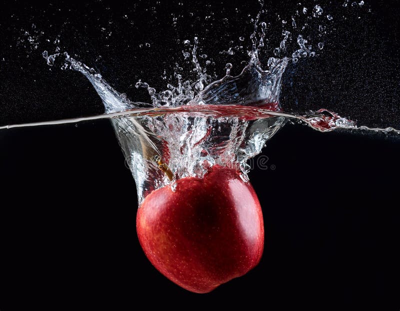 A Red Apple Falling into Water Causing Stock Illustration ...