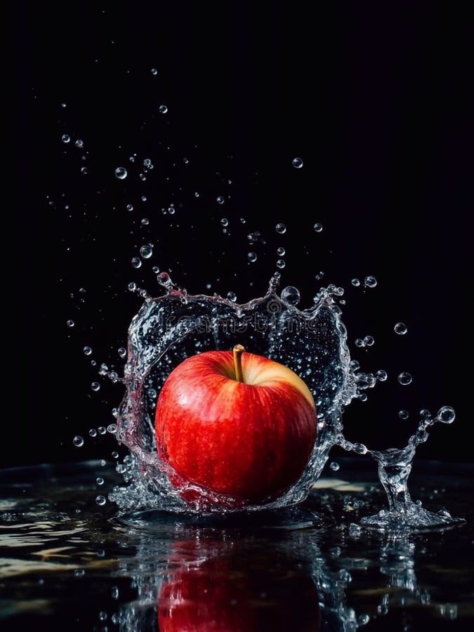 A Red Apple Falling into Water Causing Stock Illustration ...