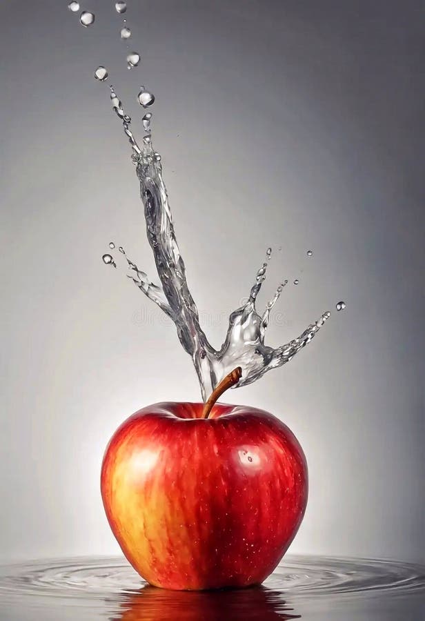 Apple Falling into Water with Splash, Isolated on Background Stock ...