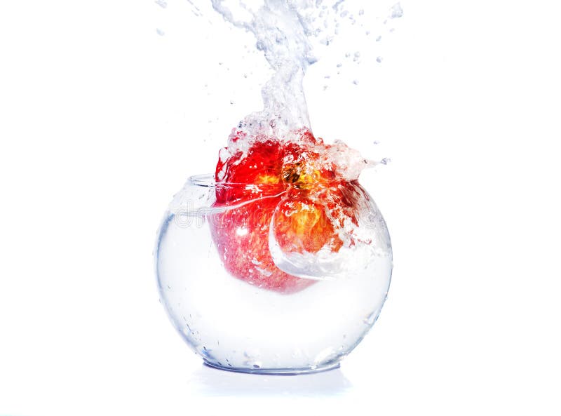 Red apple falls in water stock image. Image of fruits - 24122925