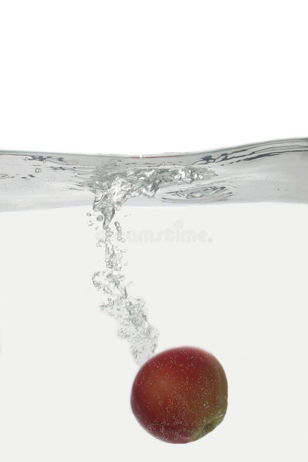 Red Apple Falls into the Water Stock Photo - Image of macro, isolated ...