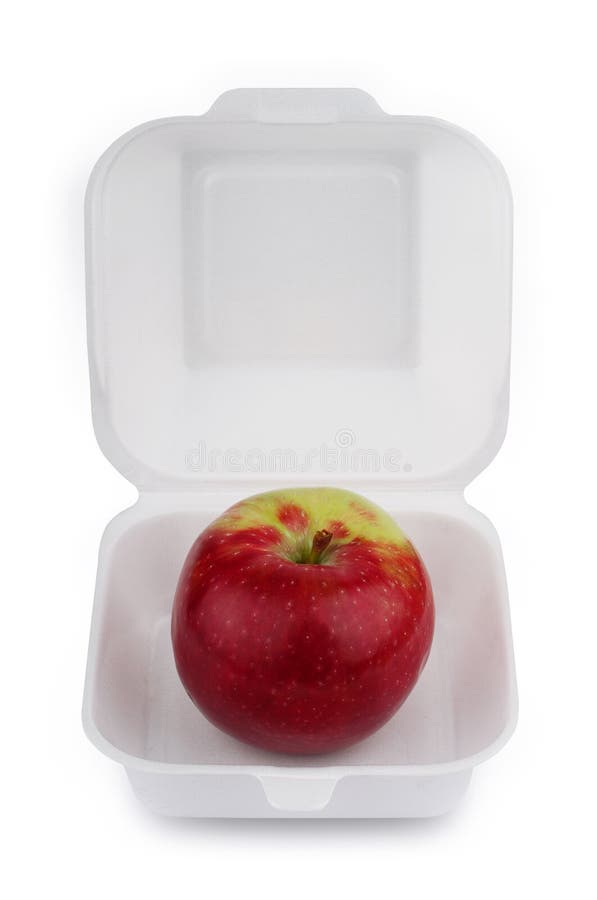 Red Apple in a Fast Food Packaging on White Background Stock Image ...