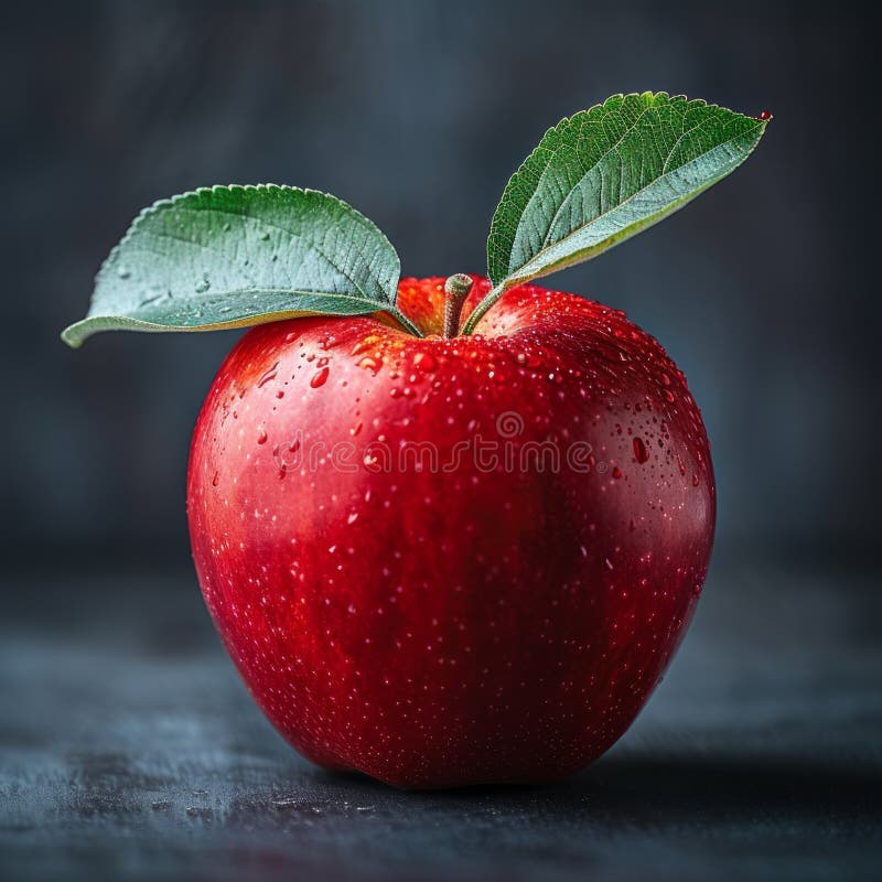 Red Apple with Green Leaf stock image. Image of healthy - 309837105
