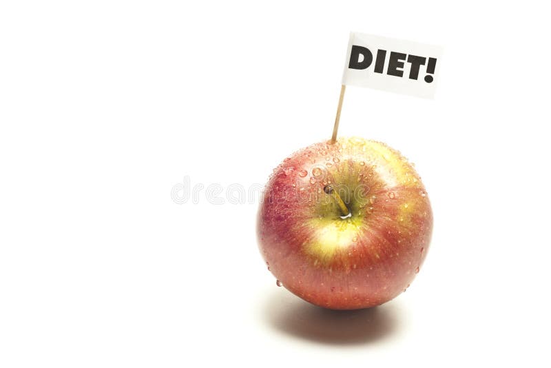 Red Apple with Flag in Front of White Backgound Stock Photo - Image of ...