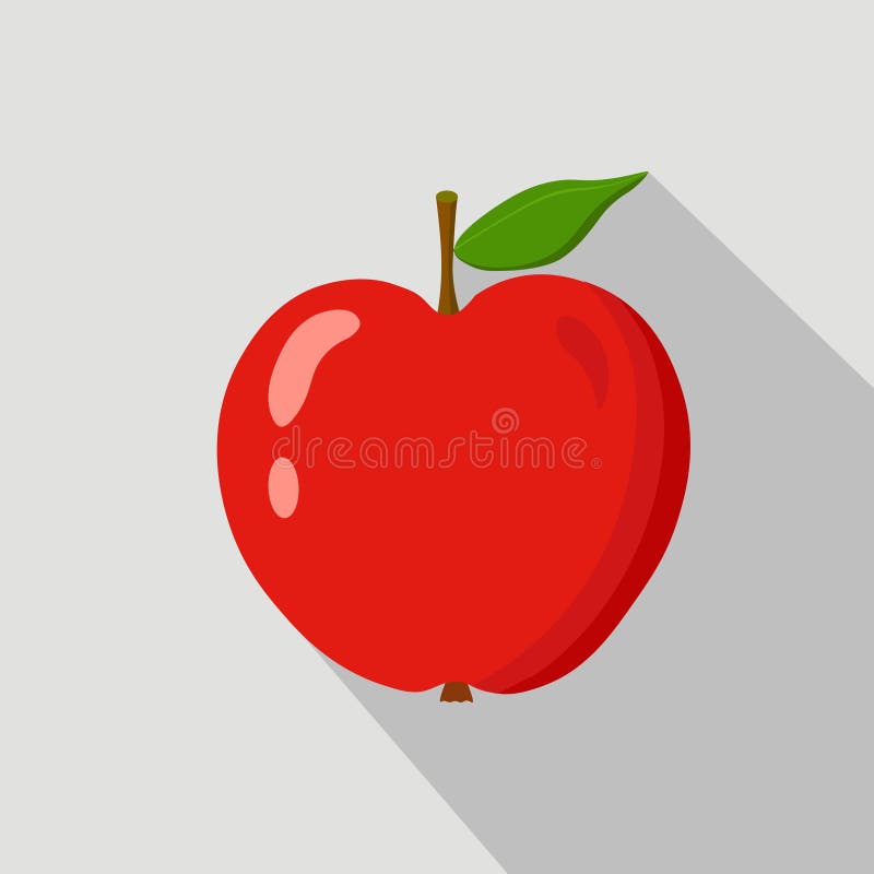 Red apple flat icon stock vector. Illustration of food - 95930213