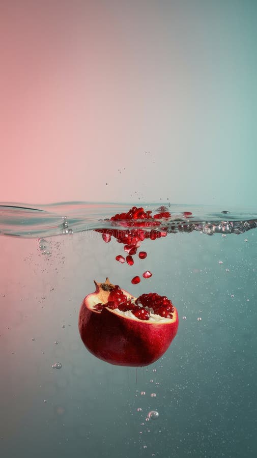 Red Apple is Floating in a Pool of Water Stock Illustration ...