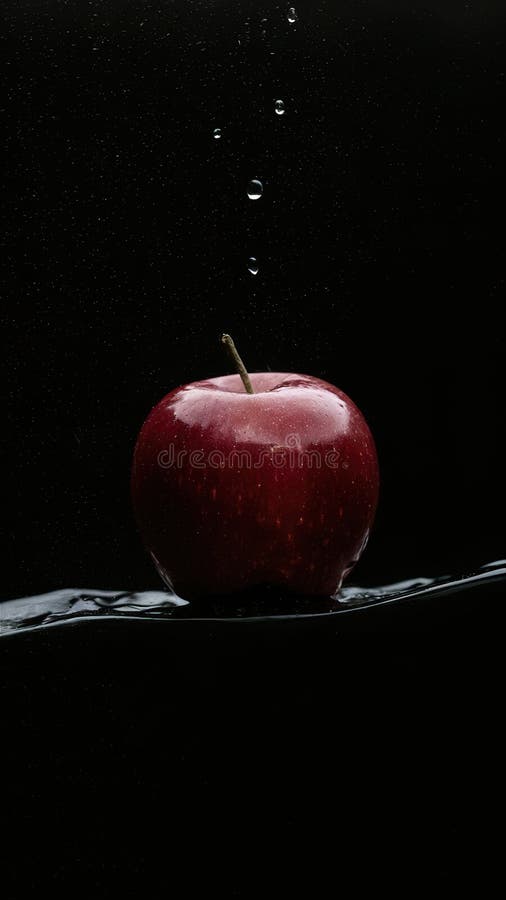 A Red Apple is Floating in a Pool of Water Stock Illustration ...