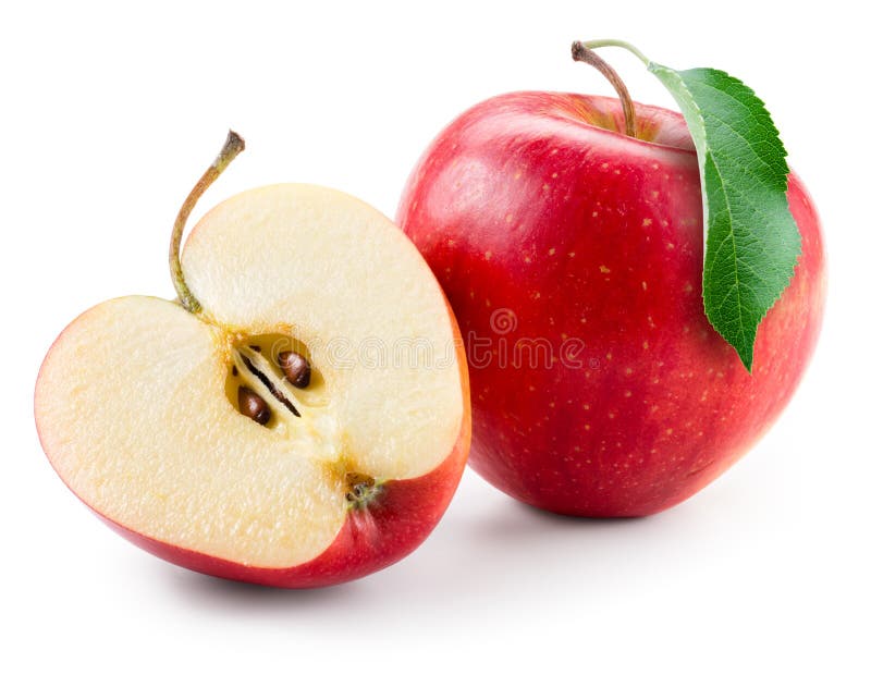 Red Apple. Fruit with a Half Isolated on White Stock Photo - Image of ...