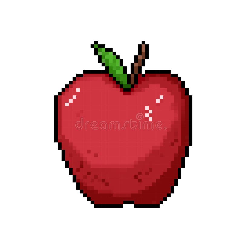Red Apple Pixel Art Vector Drawing Stock Vector - Illustration of ...