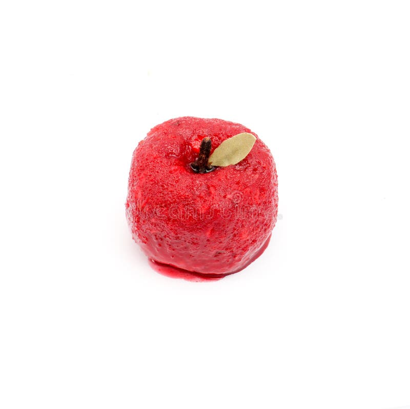 Red Apple Fruit Sweet with Leaf Isolated Stock Photo - Image of ...