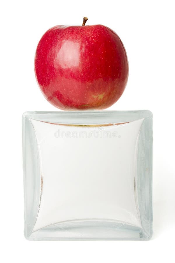 Red apple on glass cube stock image. Image of apple, single - 2063059